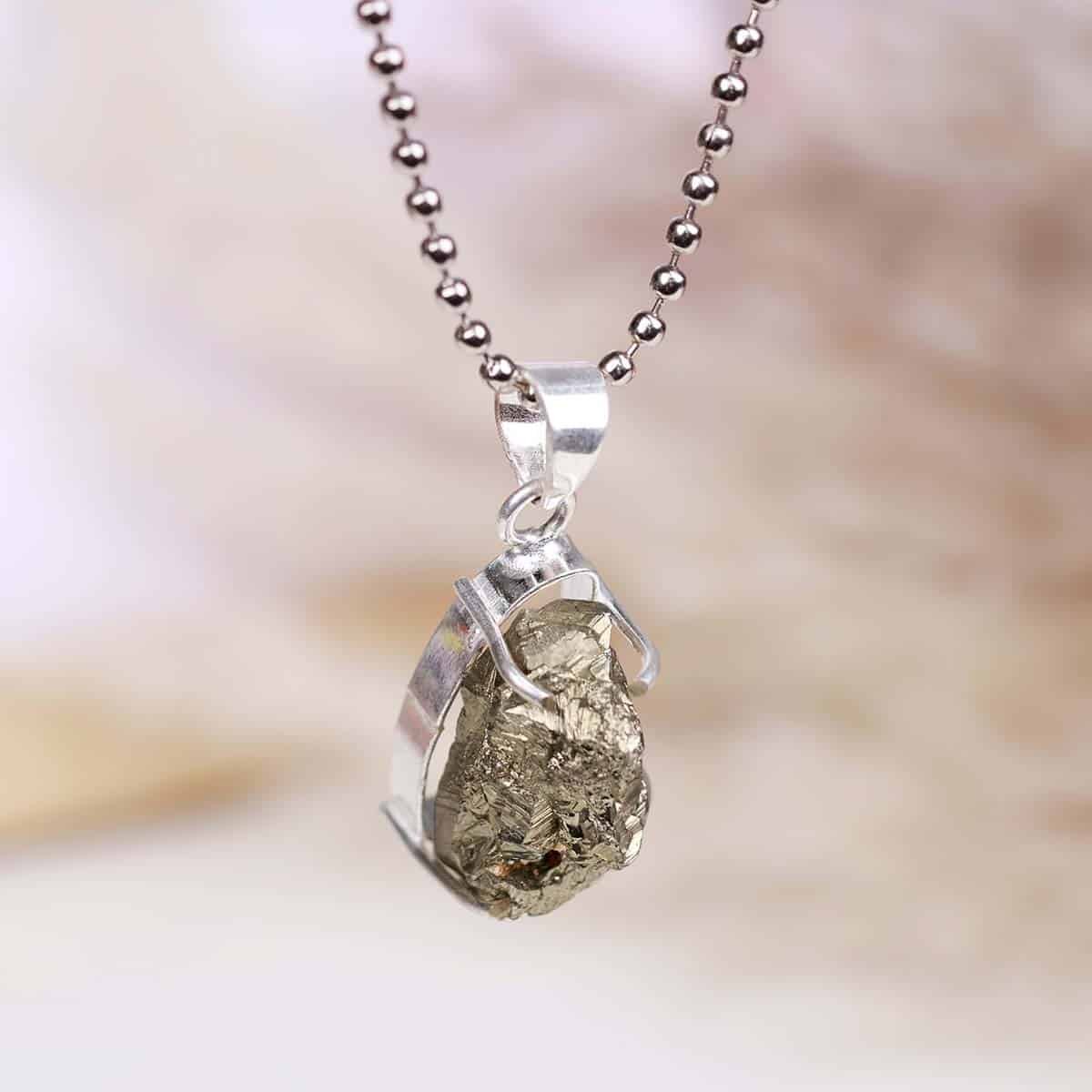Natural Pyrite Cluster Pendant – Raw Stone for Wealth, Energy ...